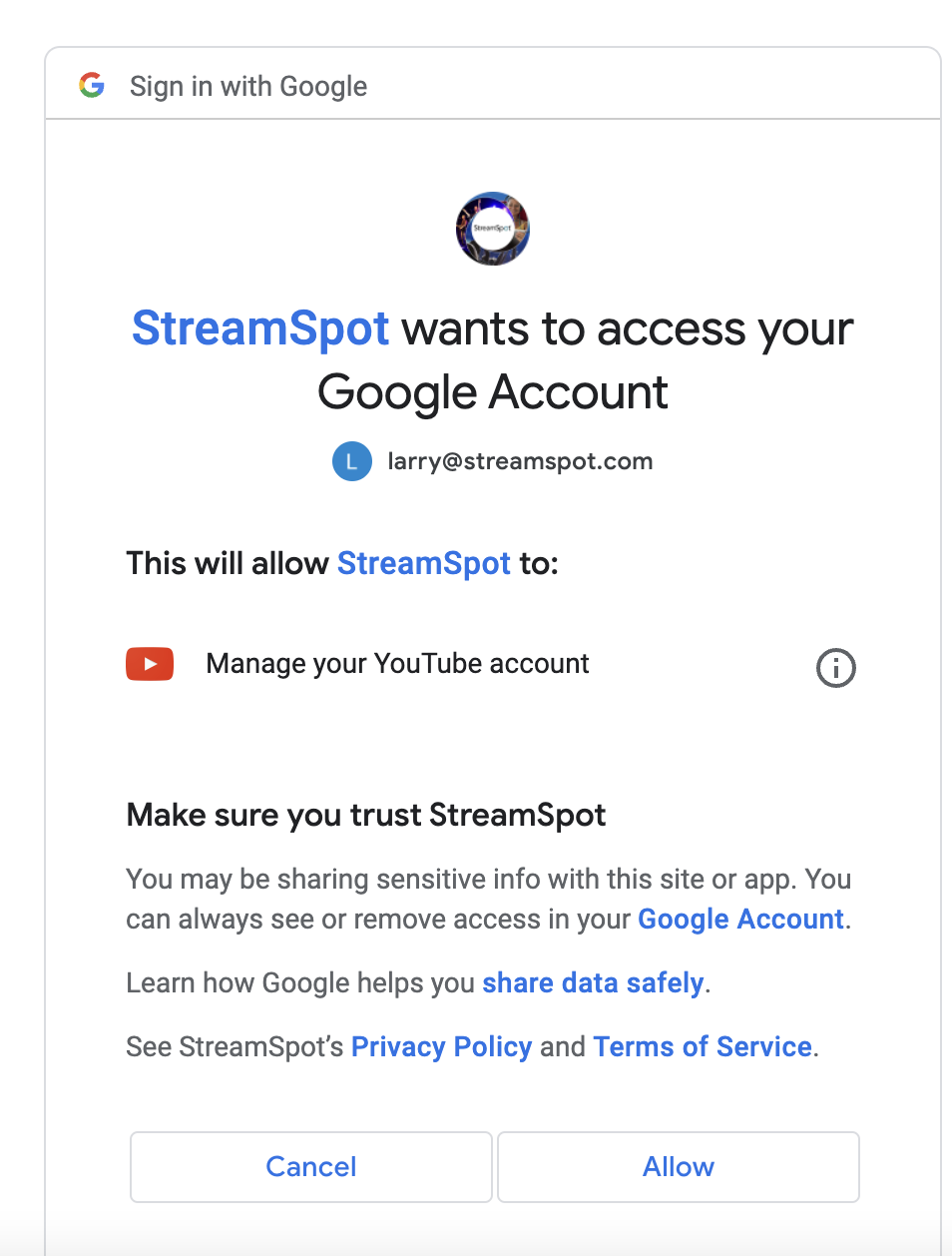 YouTube Live Integration